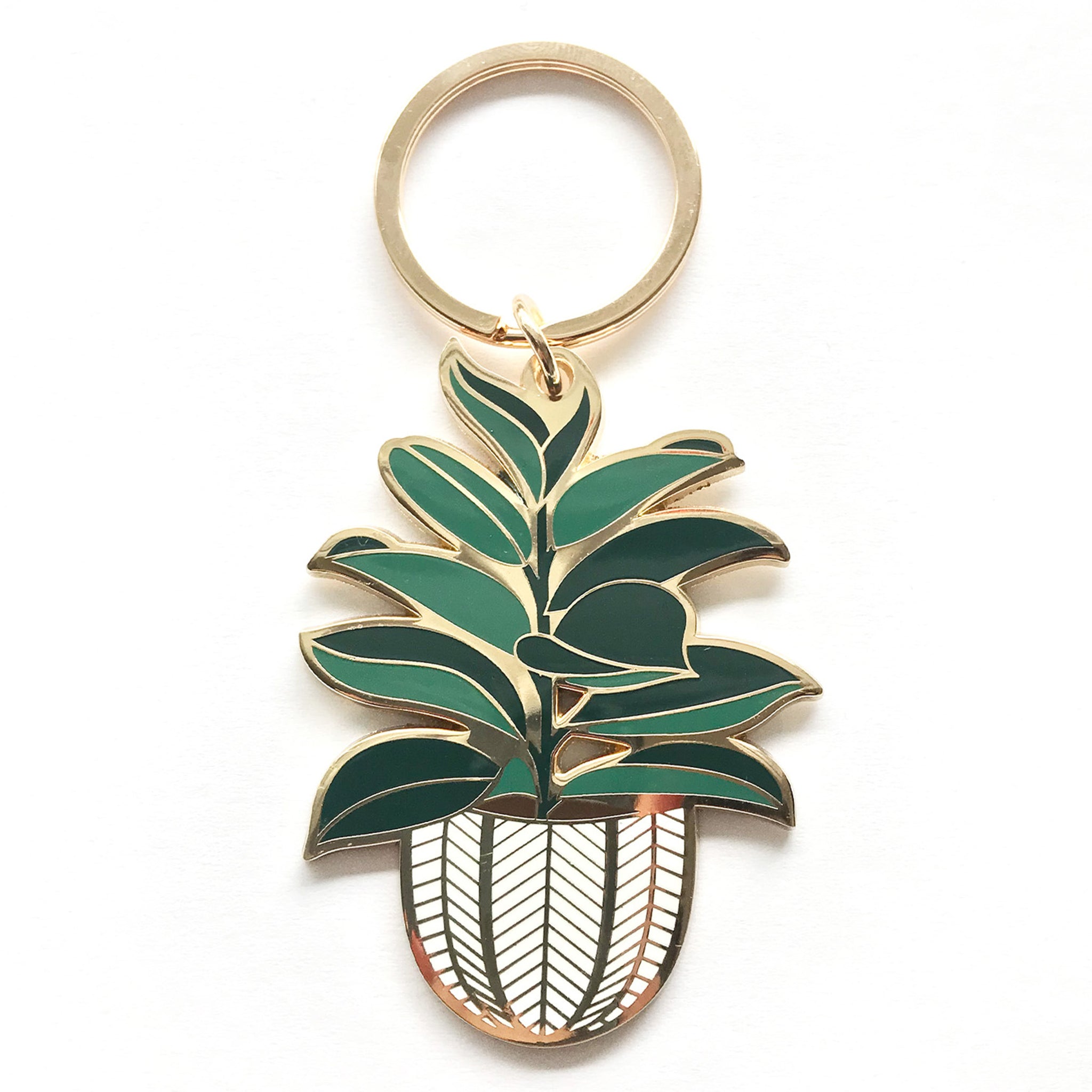 Rubber Tree Plant Keychain
