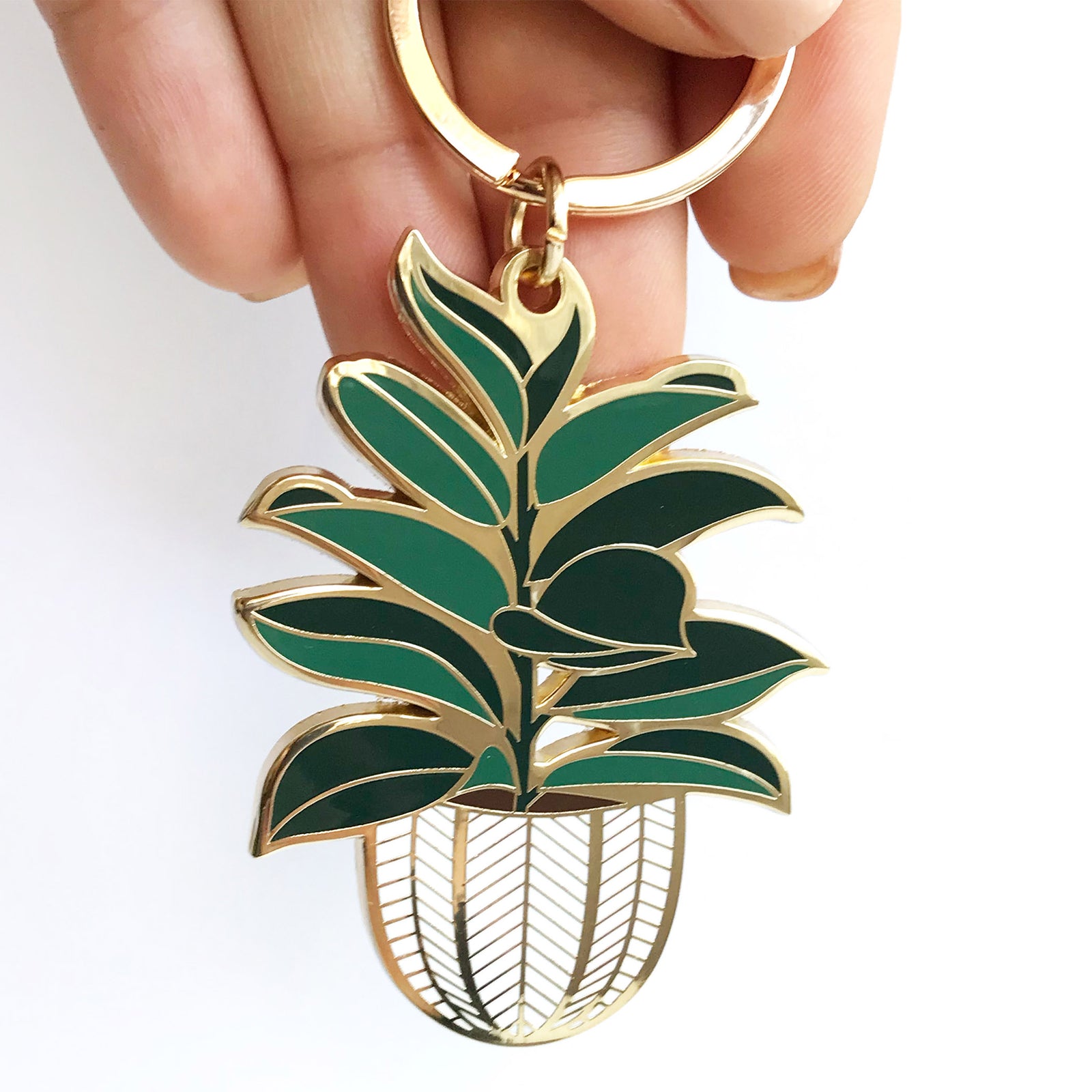 Rubber Tree Plant Keychain