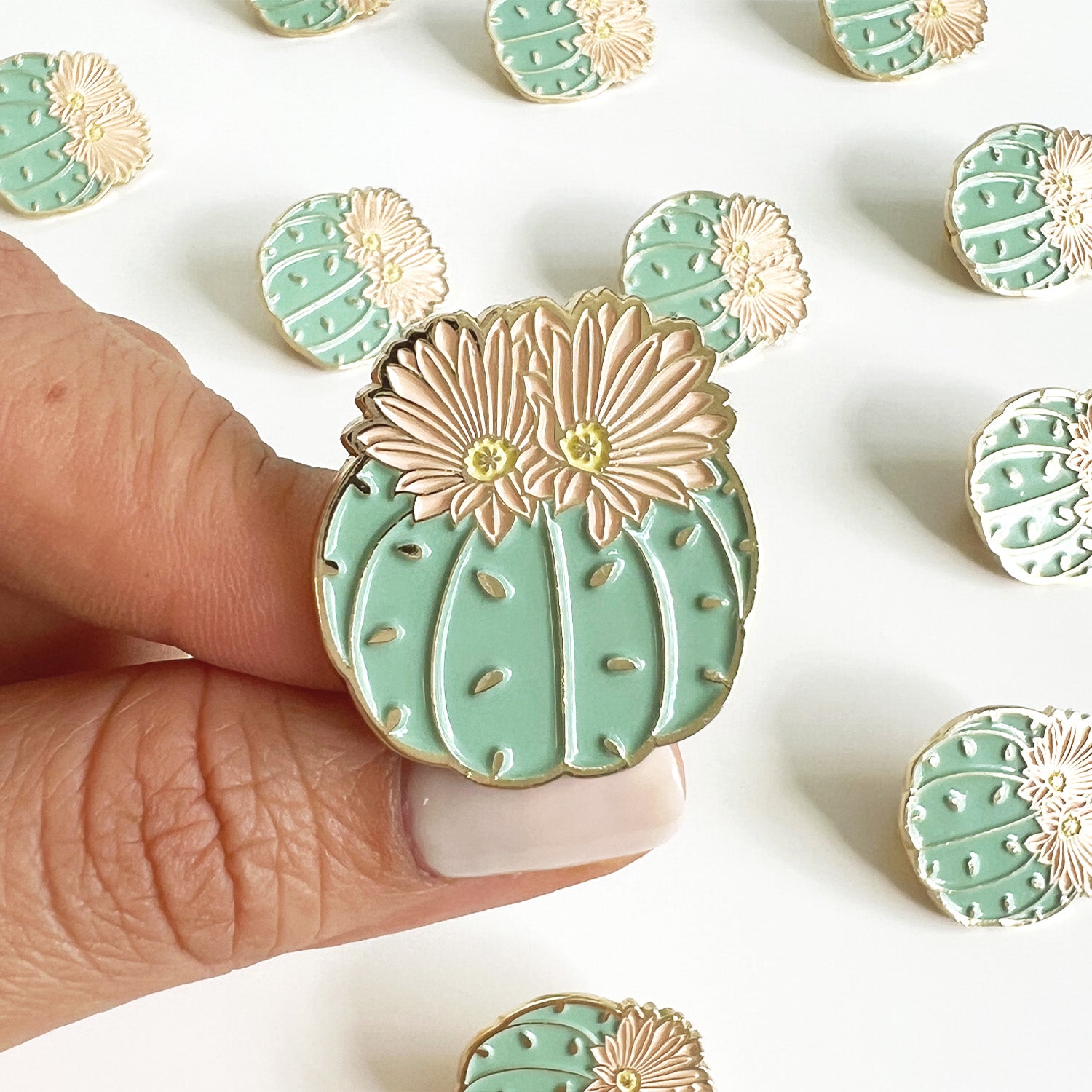 Ricsie Blooming Cactus Enamel Lapel Pin