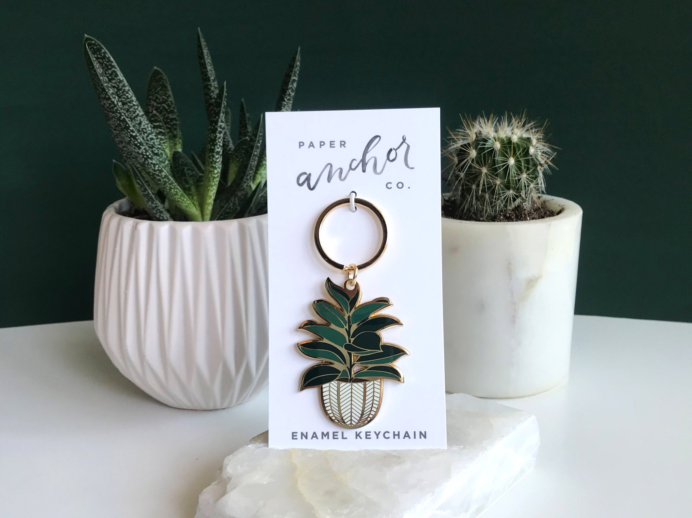 Rubber Tree Plant Keychain